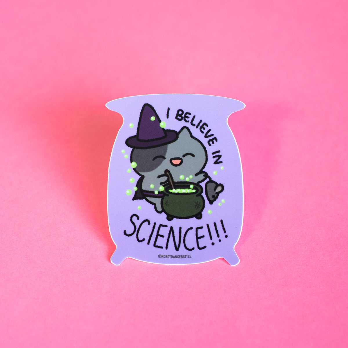I Believe In Science Cat Sticker – Robot Dance Battle