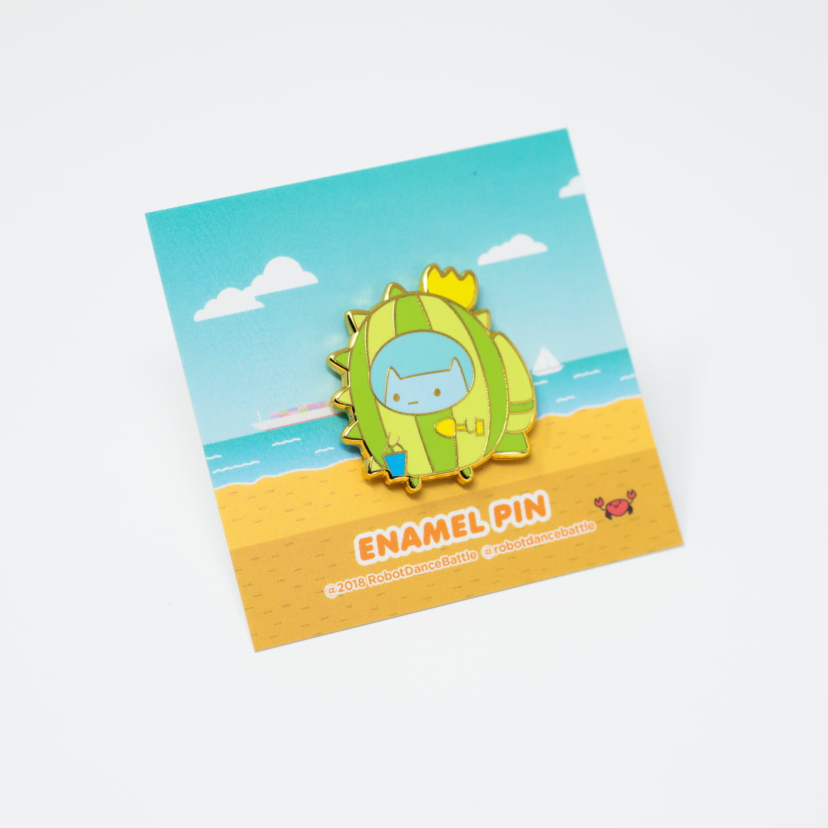 Commander Kitty Beach Suit Enamel Pin – Robot Dance Battle