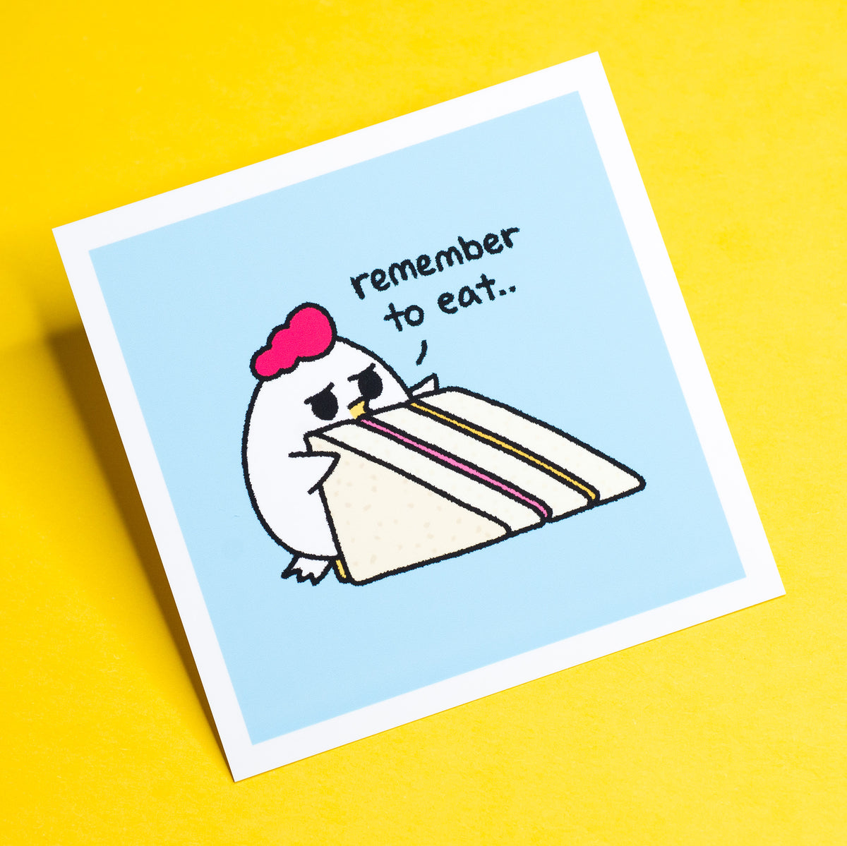 Grumpy Chicken Art Print – Remember To Eat – Robot Dance Battle