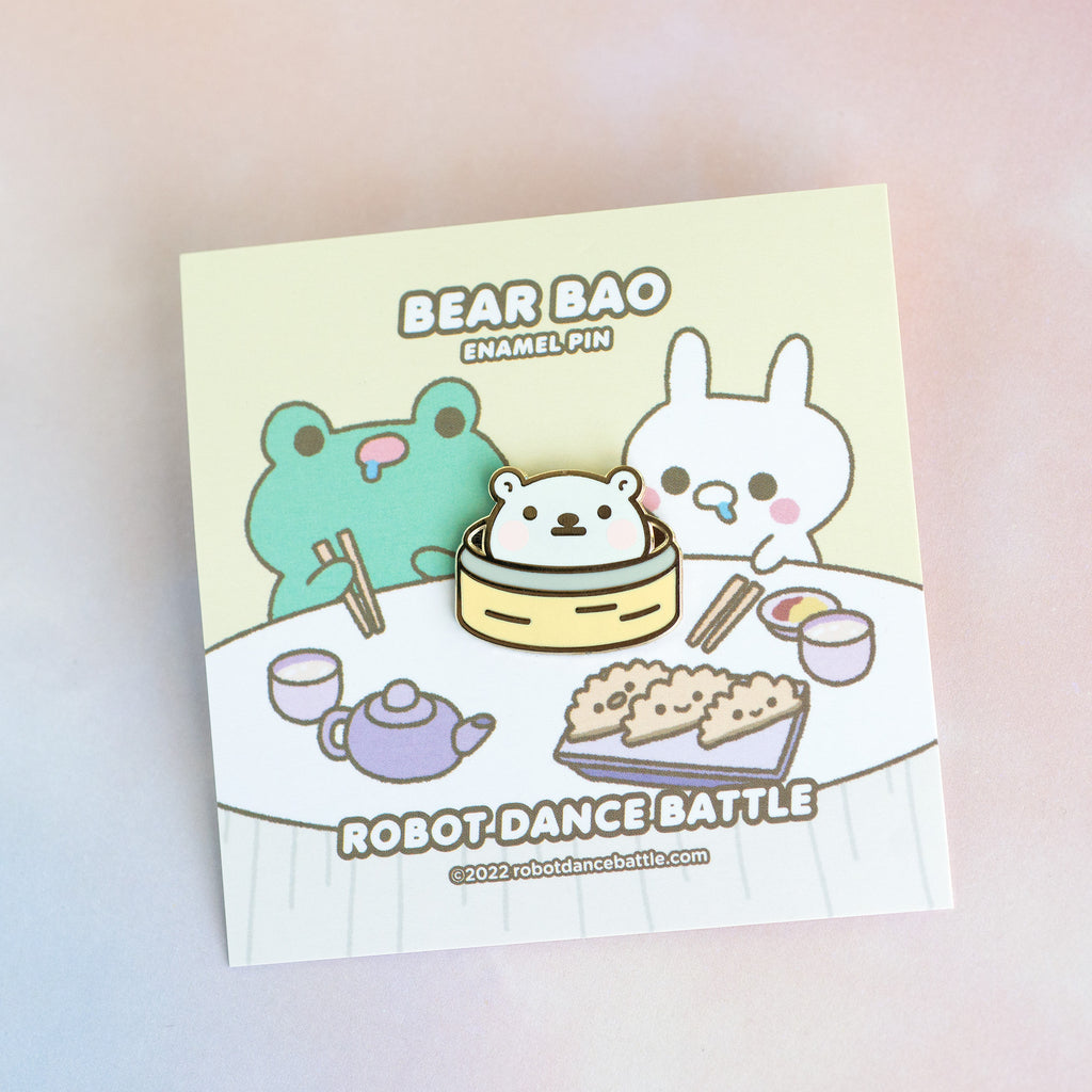 Bear Bao Enamel Pin – Robot Dance Battle