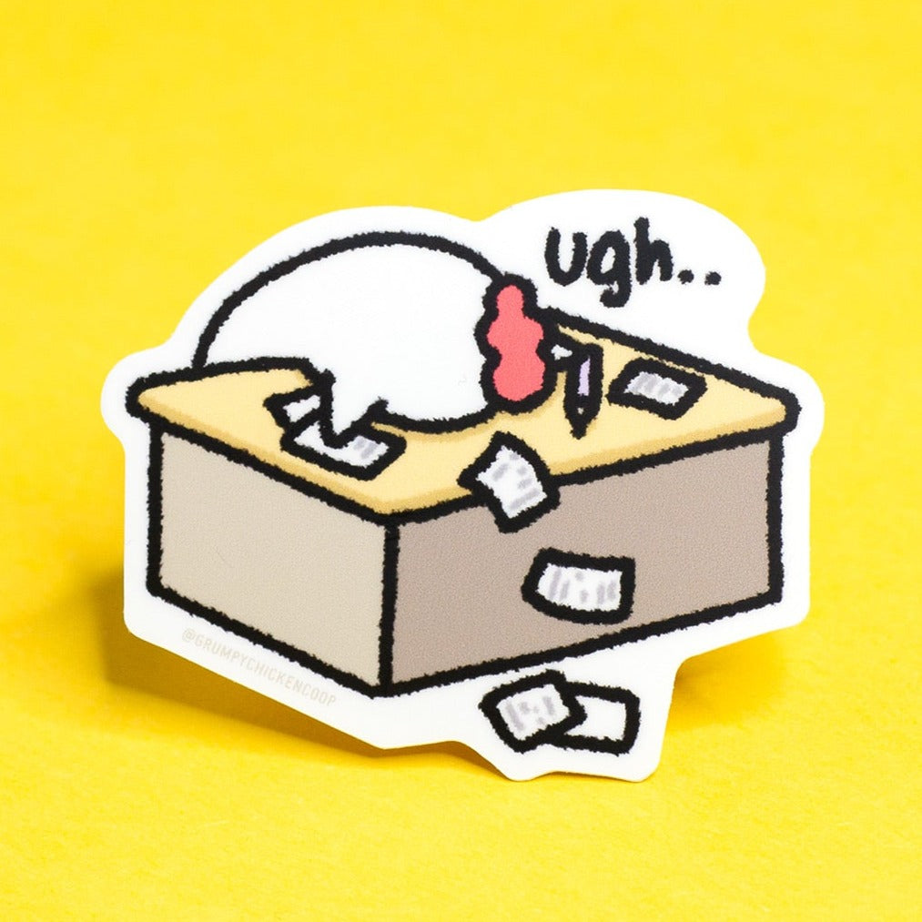 Grumpy Chicken Ugh Desk Sticker – Robot Dance Battle